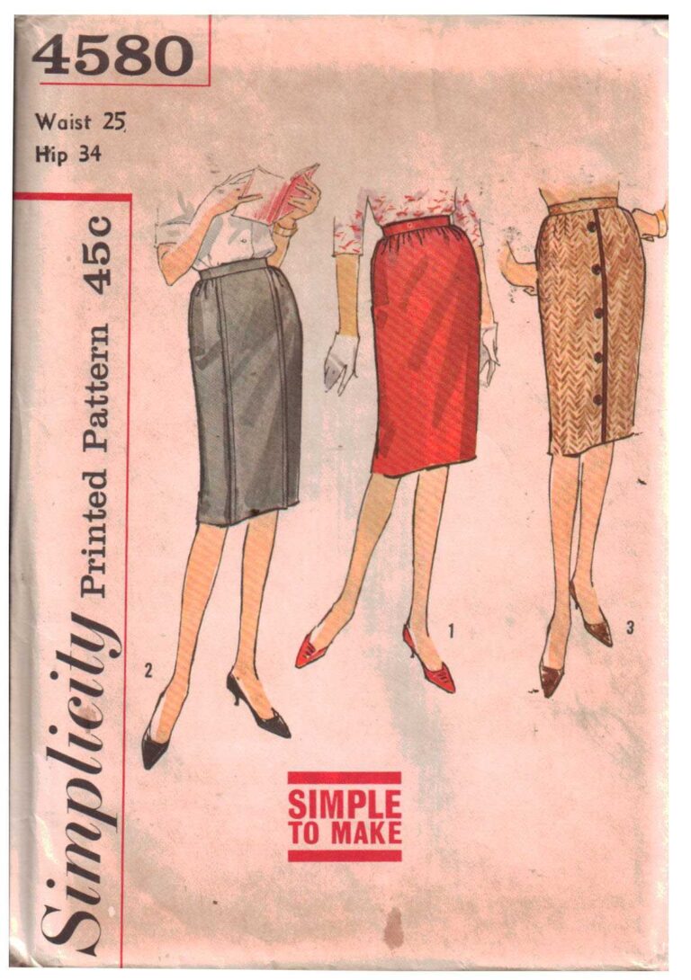 Simplicity 4580 Skirts Size: Waist 25 Hip 34 Uncut Sewing Pattern