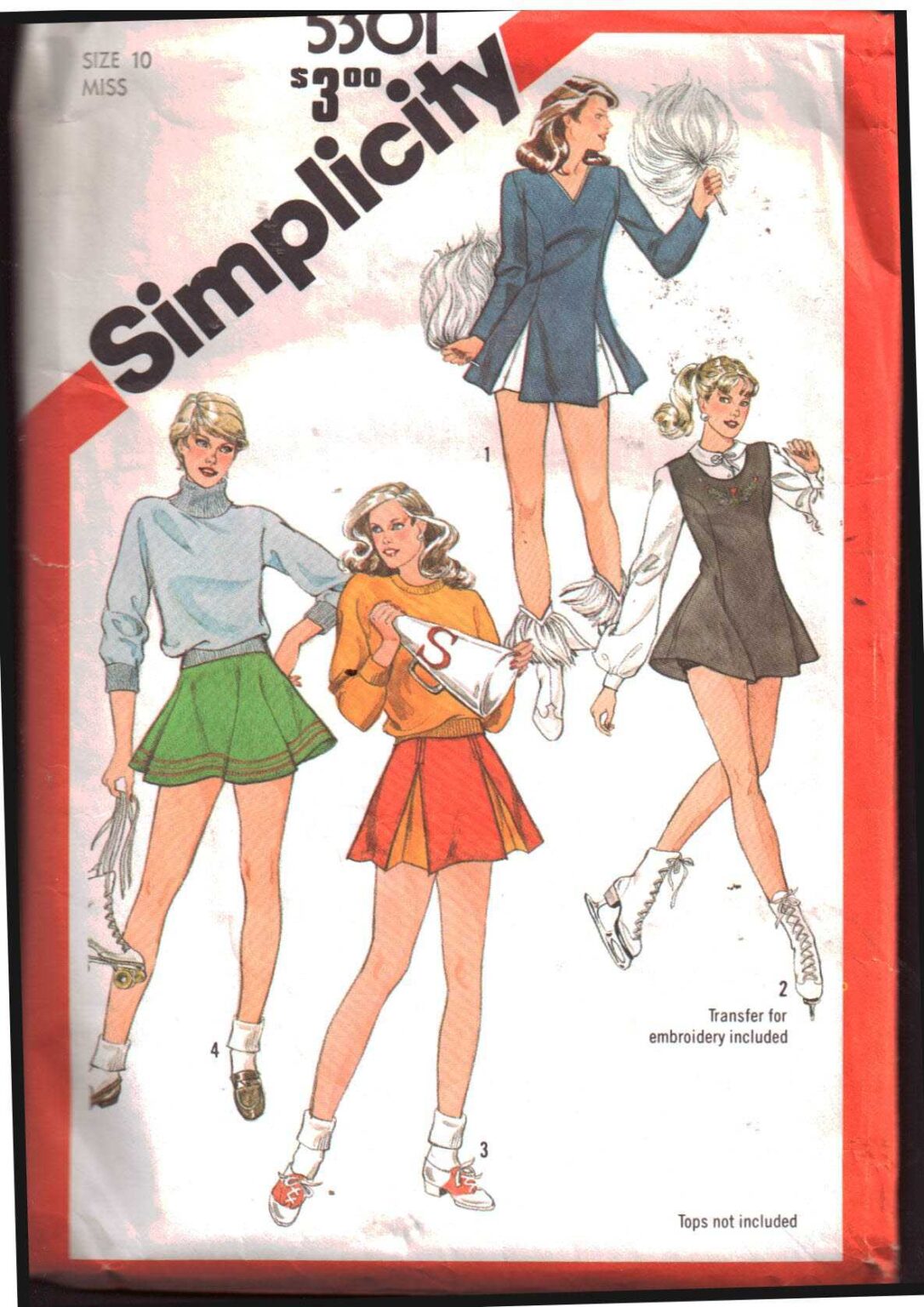 Simplicity 5301 Cheerleader, Skating Costumes Size: 10 Used Sewing Pattern