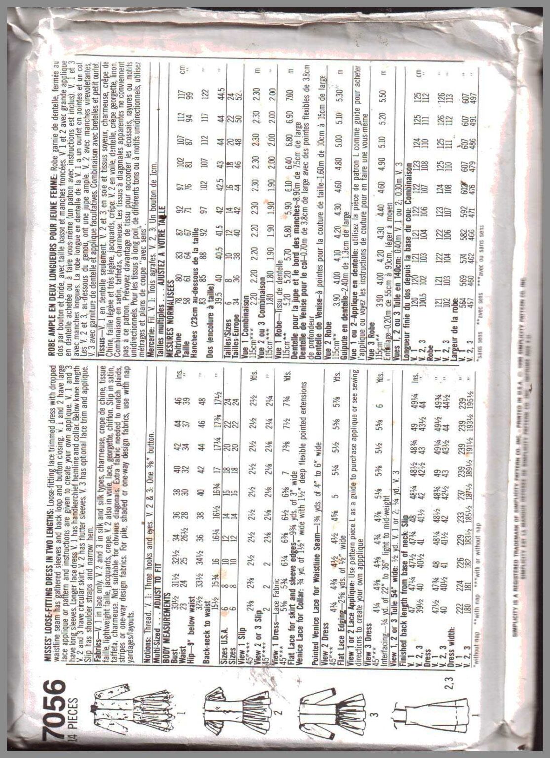 Simplicity 7056 Dress by Jessica McClintock in two lengths Size: U5 16 ...