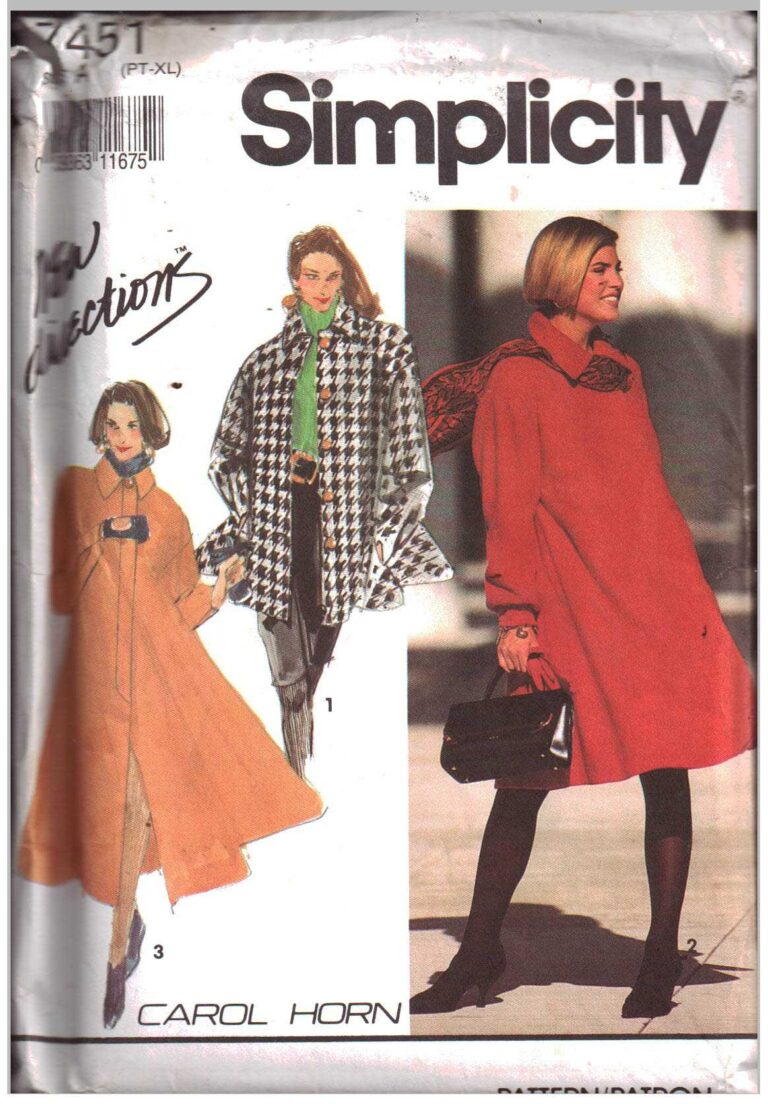 Simplicity 7451 Coat in three lengths Size: A PT-XL Uncut Sewing Pattern