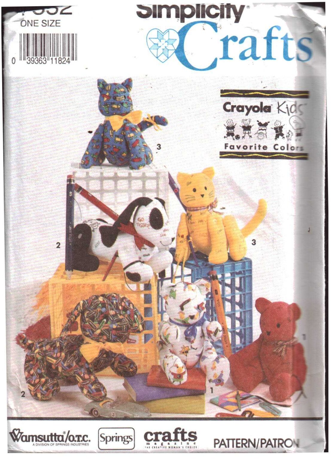 Simplicity 7552 Autograph Hound, Cat, Bear Size: 18", 20"14.5" Uncut ...