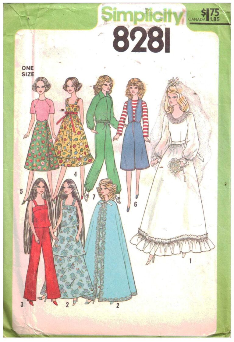 Simplicity 8281 Doll Clothes Size: 11.5" Used Sewing Pattern