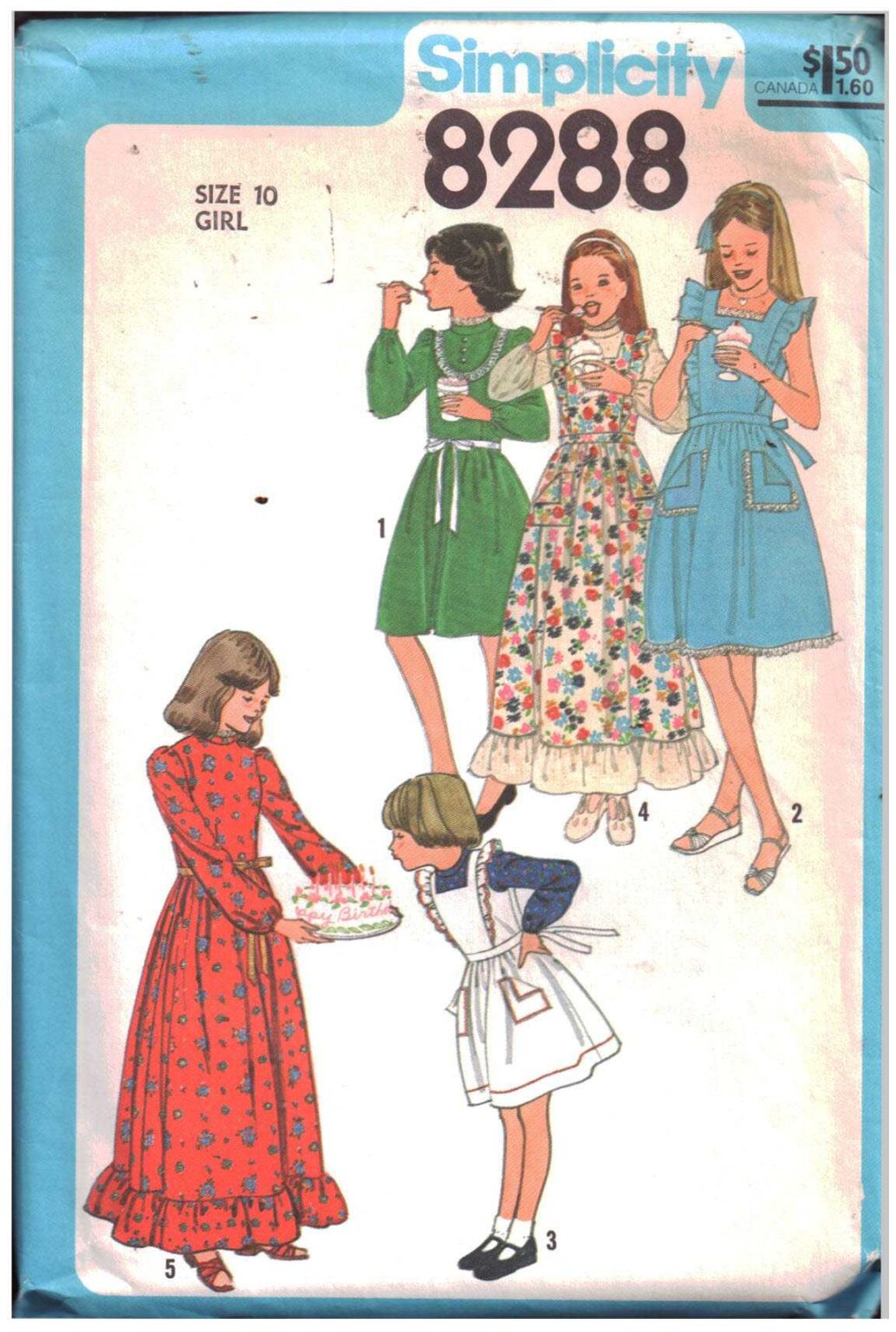 Simplicity 8288 Girl's Dress, Pinafore Size: 10 Used Sewing Pattern