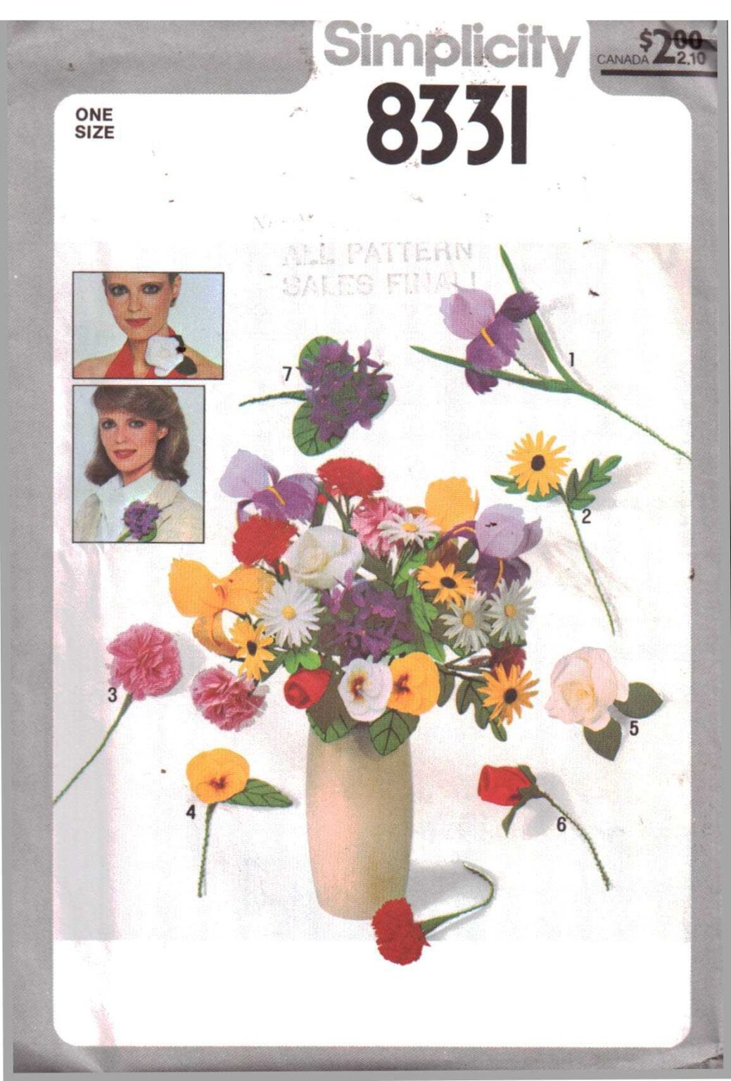 Simplicity 8331 Flower Package Size: One Uncut Sewing Pattern