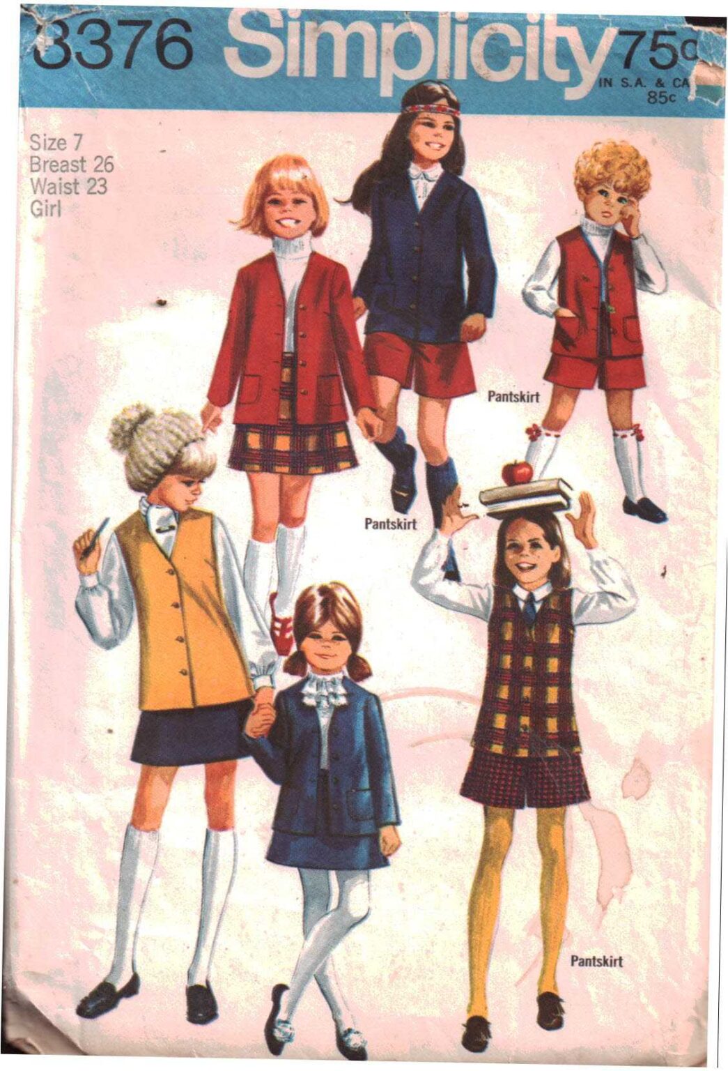 Simplicity 8376 Girl's Jacket, Vest, Pantskirt Size: 7 Breast 26 Used ...