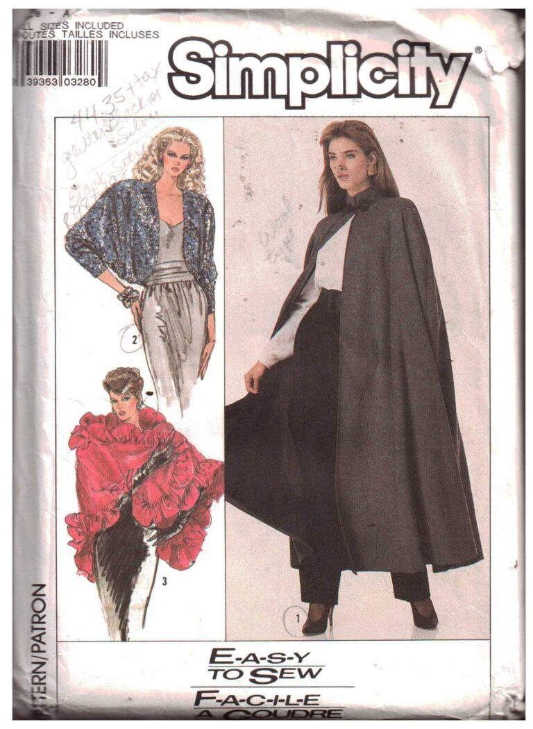 Simplicity 8389 Cape, Shawl, Jacket Size: All Uncut Sewing Pattern