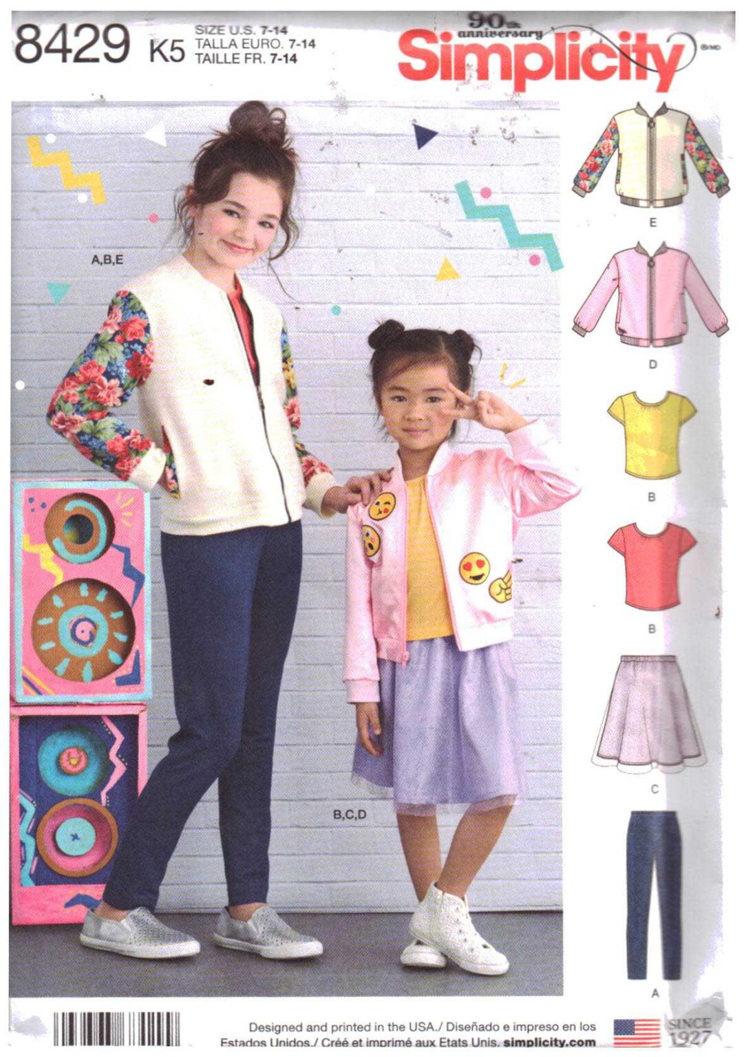 Simplicity 8429 Girl's Bomber Jacket, Skirt, Leggings, Top Size: K5 7 ...