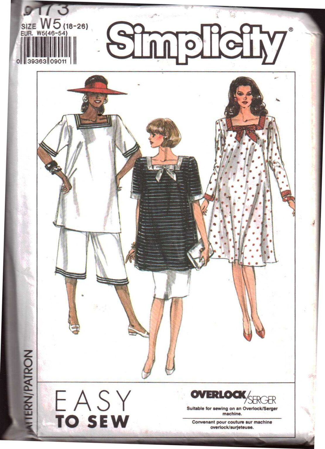 Simplicity 9173 Maternity Dress, Tunic, Skirt, Pants Size: W5 18-26 ...