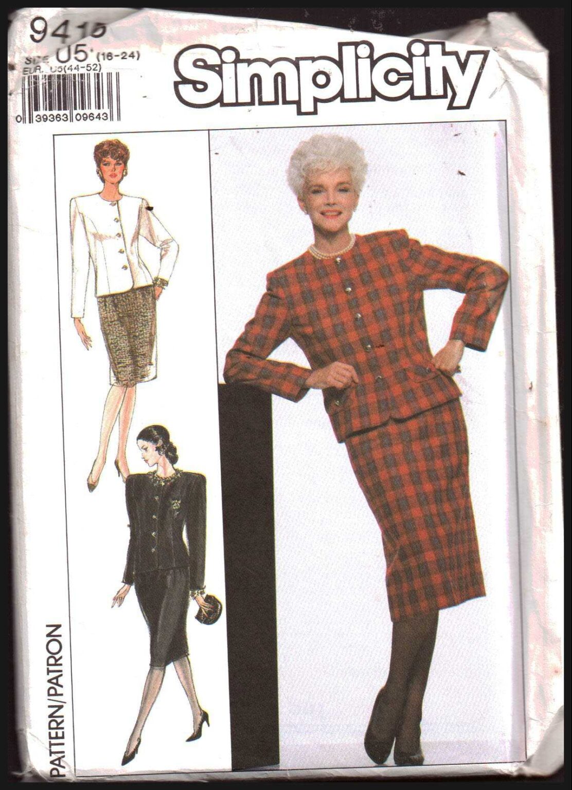 Simplicity 9415 Suit - Skirt, Jacket Size: U5 16-24 Uncut Sewing Pattern