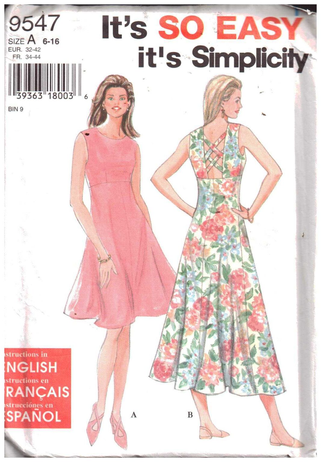 Simplicity 9547 Dress Size: A 6-16 Uncut Sewing Pattern