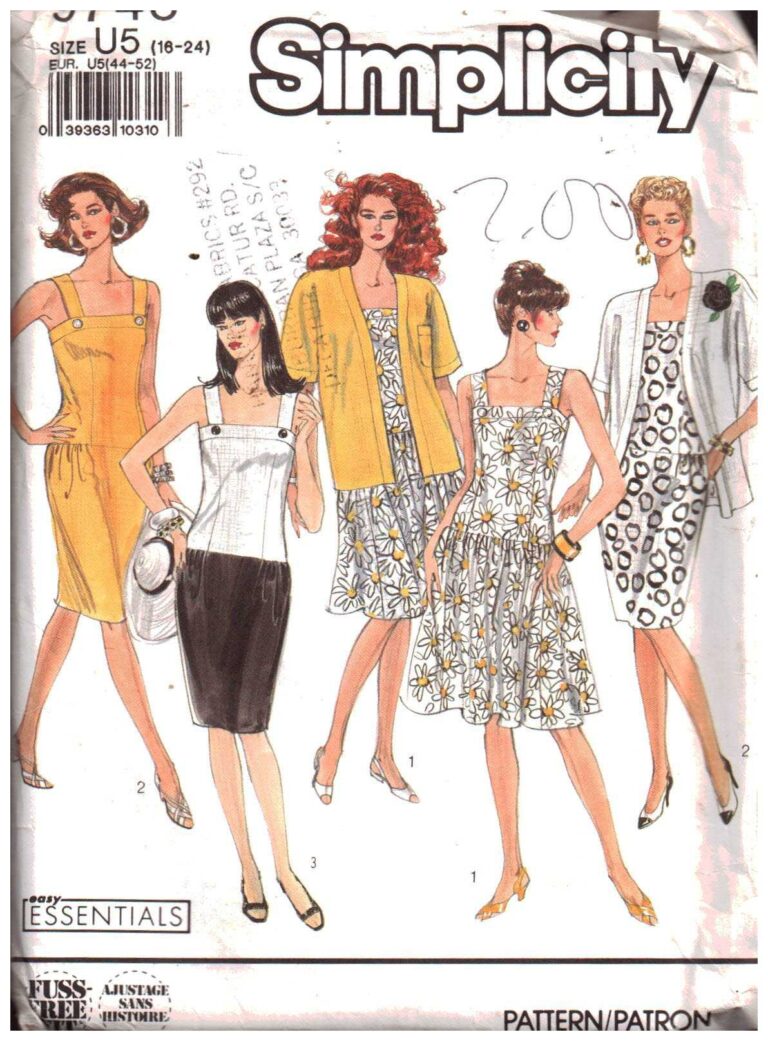 Simplicity 9748 Dress, Jacket Size: U5 16-24 Uncut Sewing Pattern