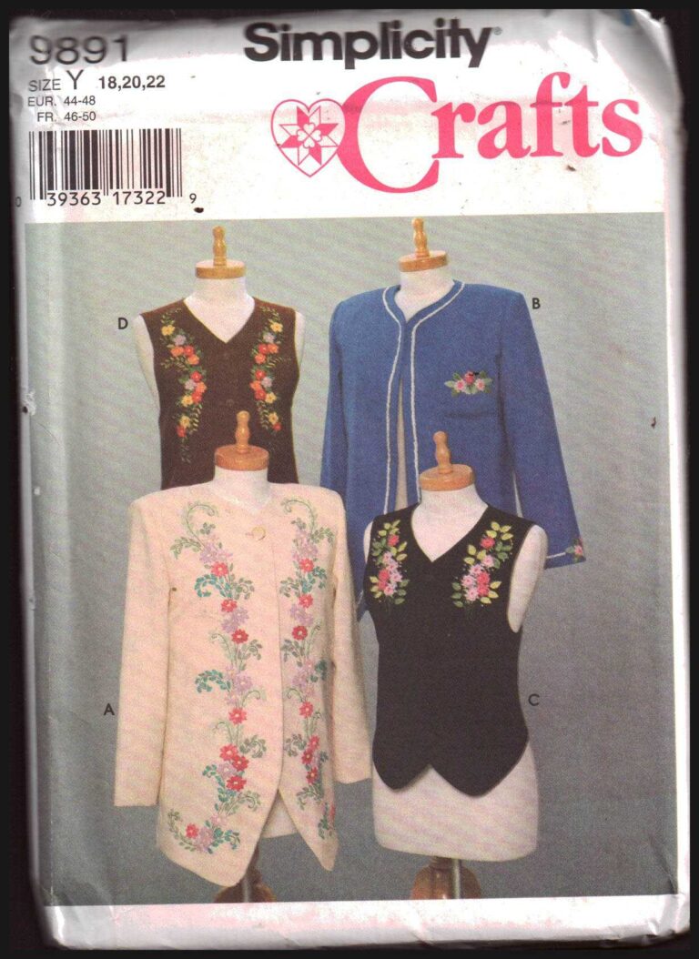Simplicity 9891 Jacket, Vest Size: Y 18-20-22 Uncut Sewing Pattern