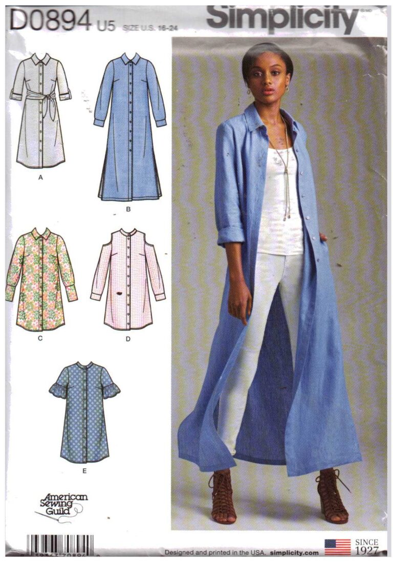 Simplicity D0894 Shirt Dress in three lengths with sleeve variations ...