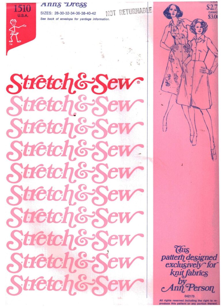 Stretch & Sew 1510 Ann's Dress Size: 28-42 Uncut Sewing Pattern