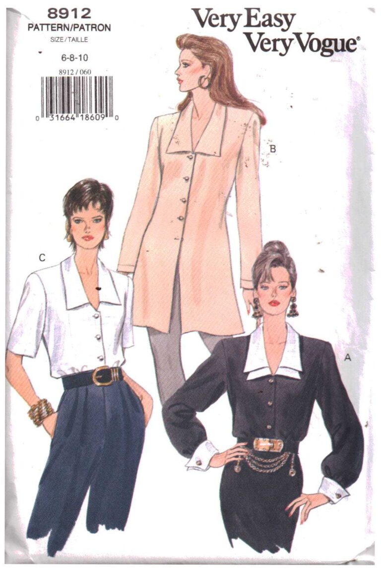 Vogue 8912 Blouse, Tunic Size: 6-8-10 Uncut Sewing Pattern