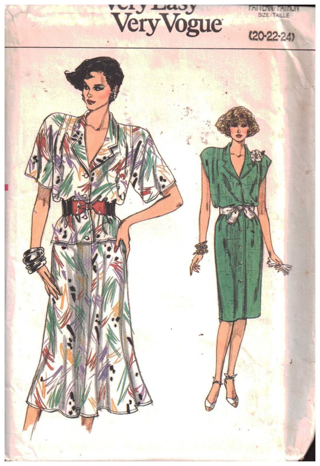 Vogue 9608 Dress, Top, Skirt Size: 20-22-24 Uncut Sewing Pattern