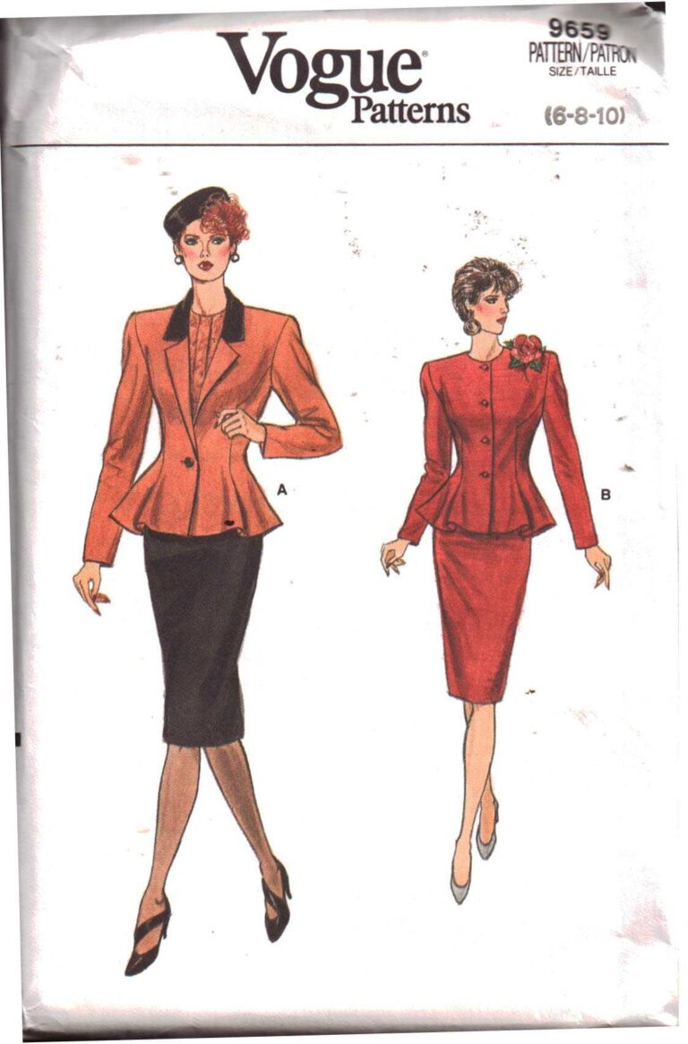 Vogue 9659 Jacket, Skirt Size: 6-8-10 Uncut Sewing Pattern