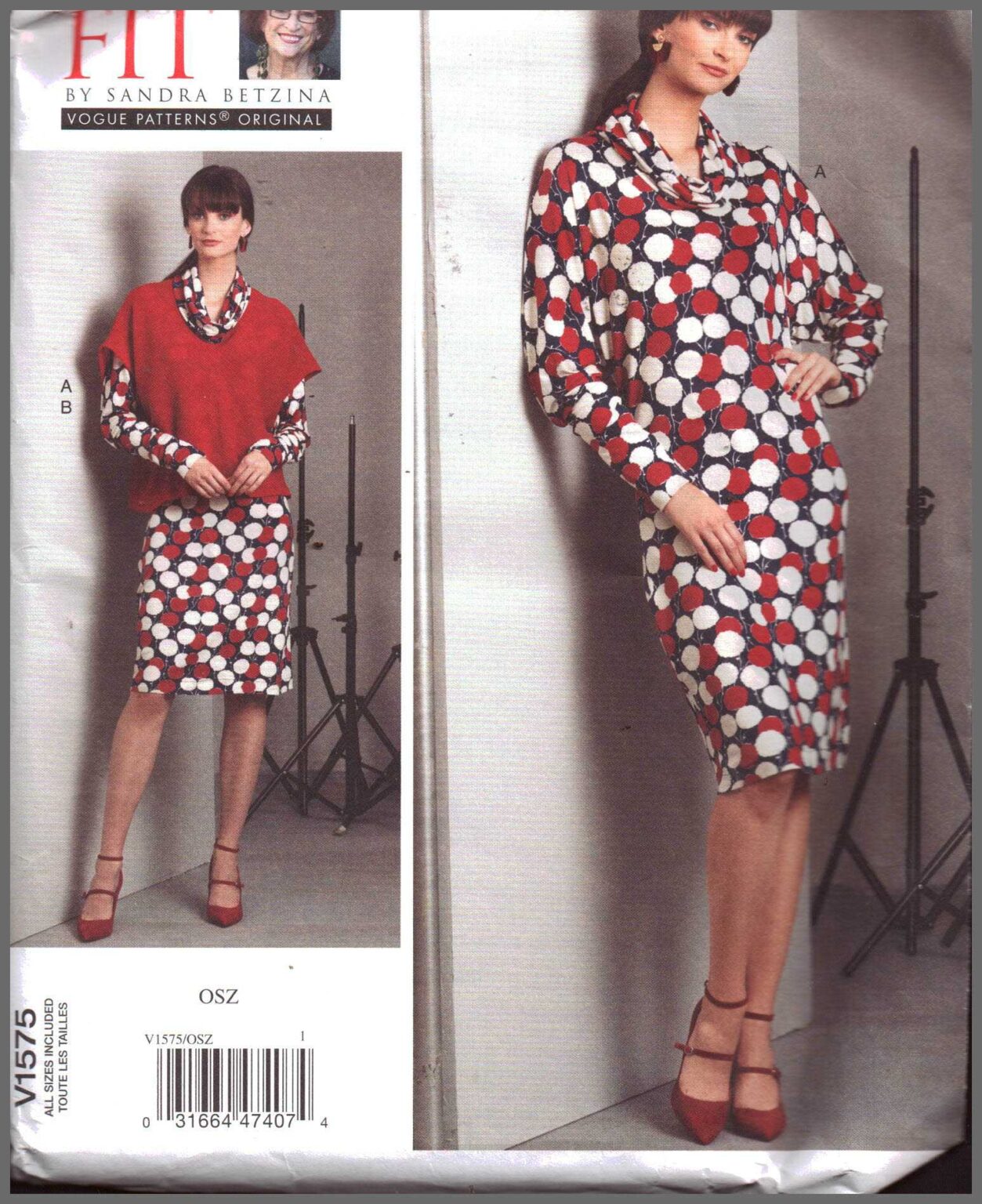 Vogue V1575 Dress, Top by Sandra Betzina Sixe: OSZ Uncut Sewing Pattern