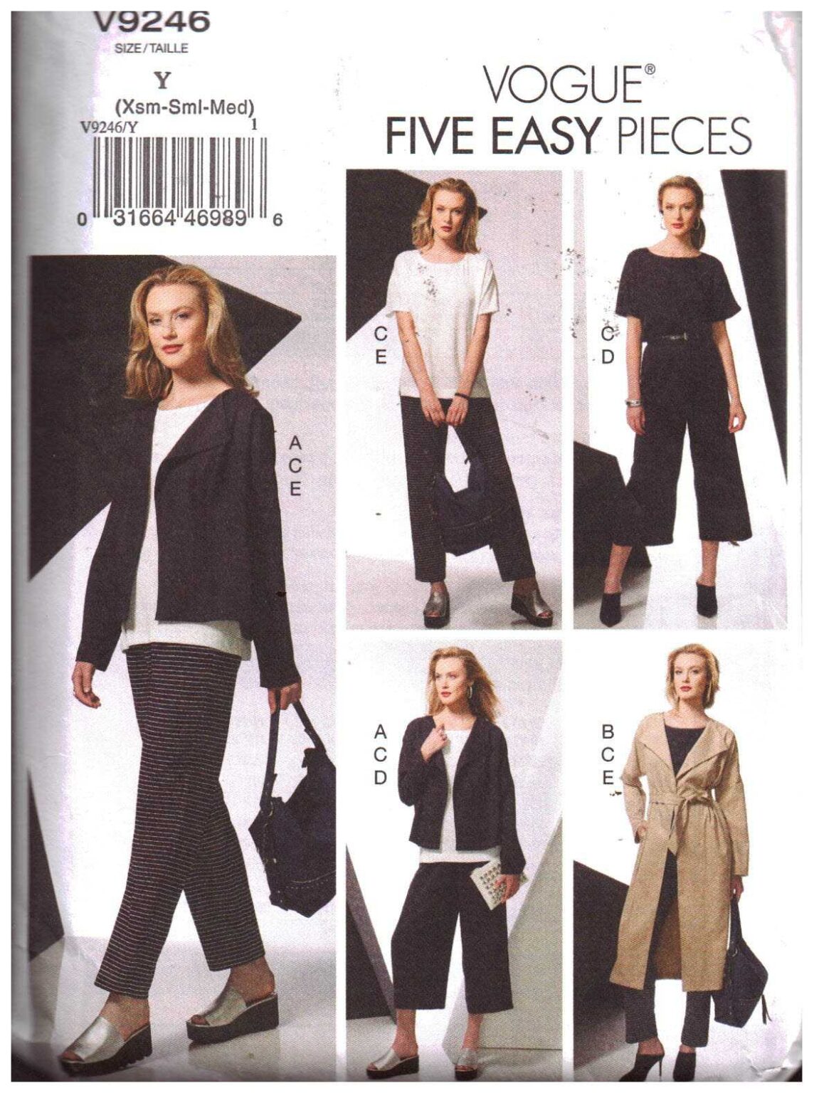 Vogue V9246 Jacket, Top, Pants Size: Y XS-S-M Used Sewing Pattern