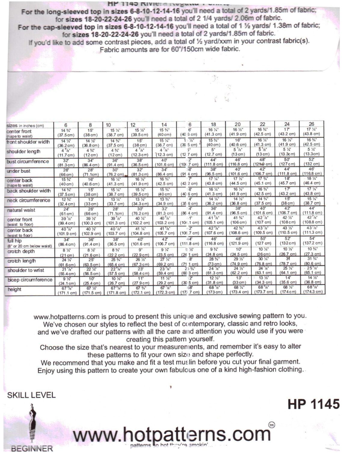 HotPatterns HP HP1145 Riviera Regatta T-Shirts Size: 6-26 Uncut Sewing ...