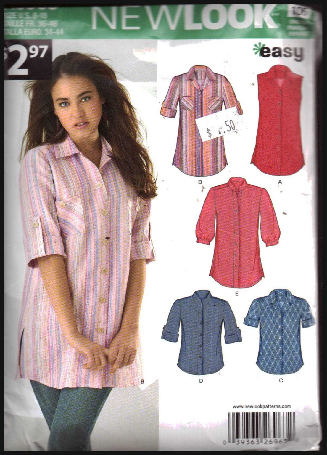 New Look A6963 Shirt Size: 8-18 Uncut Sewing Pattern