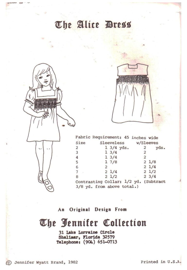 The Jennifer Collection The Alice Dress by Jennifer Wyatt Size: 2-8 ...