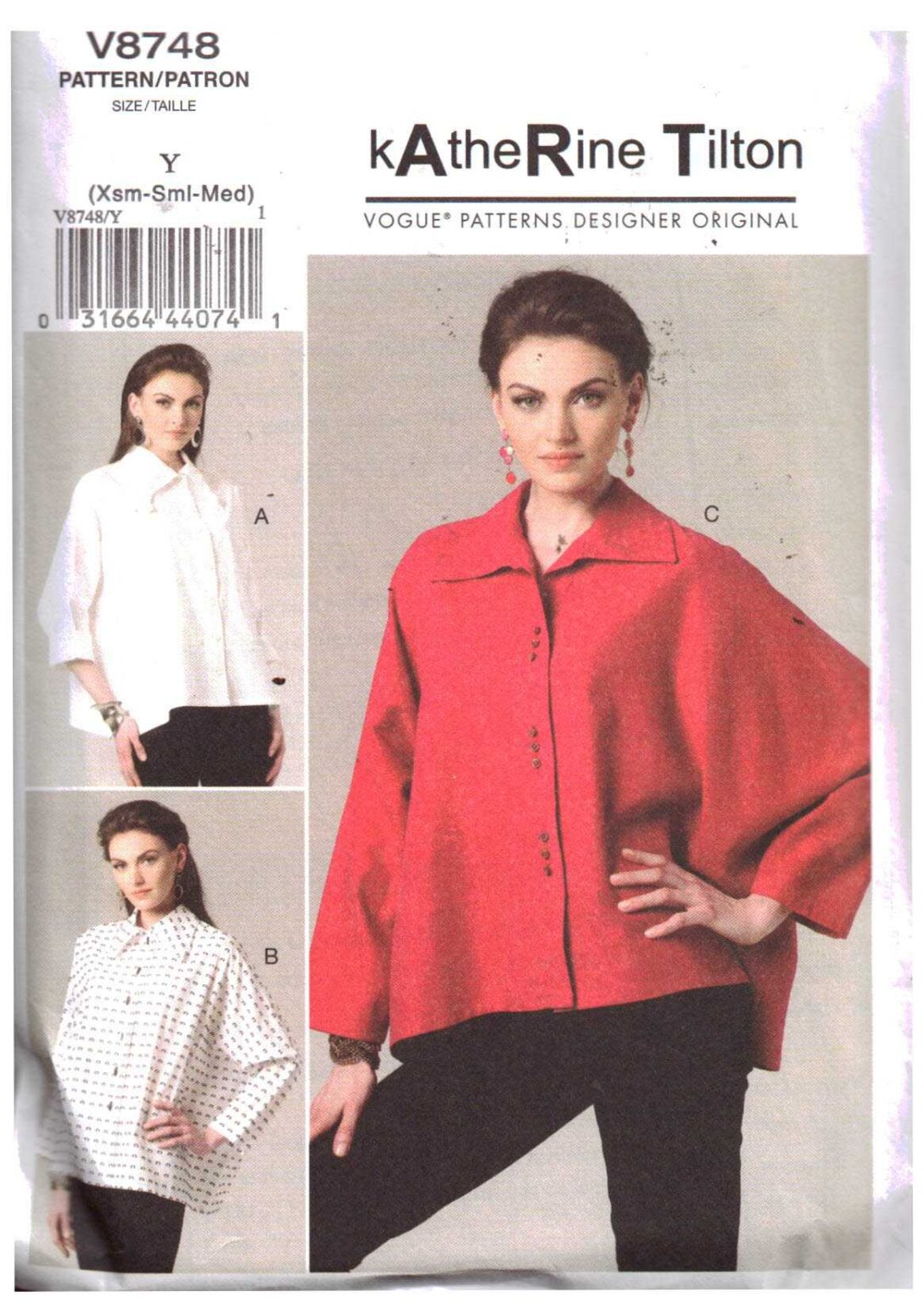 Vogue V8748 Shirt by Katherine Tilton Y SXS-S-M Uncut Sewing Pattern