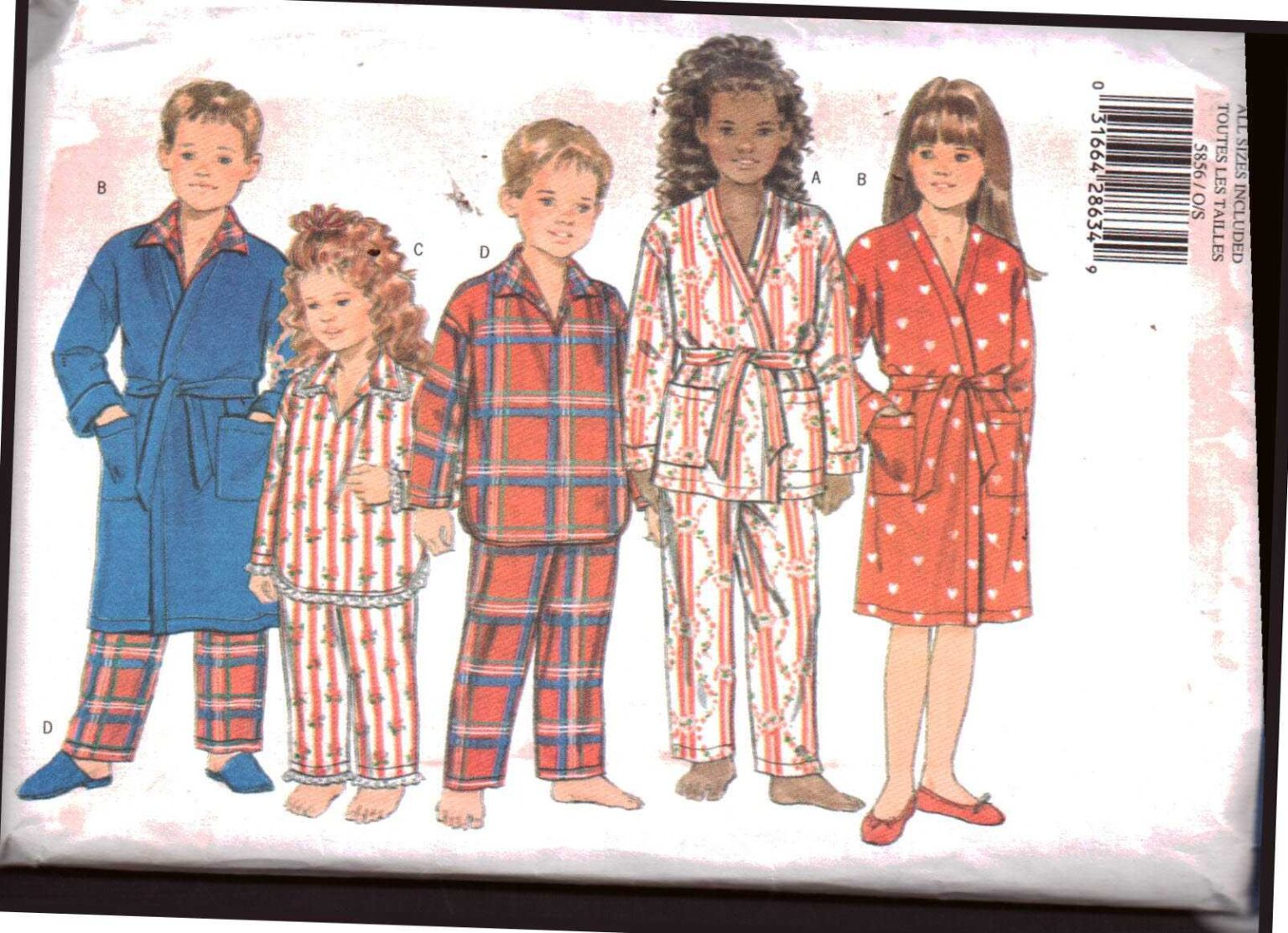 Butterick Butterick 5856 Girls', Boy's Robe, Pajamas Size: S-M-L-XL ...