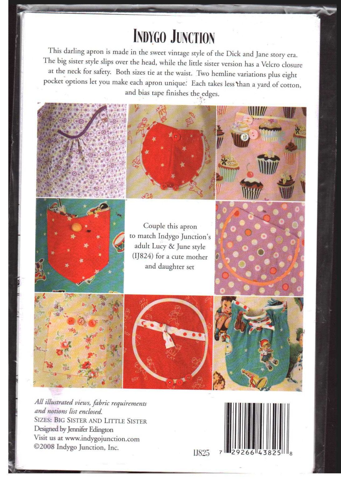 Indygo Junction IJ825 Jane & Sally Apron Size: All Uncut Sewing Pattern