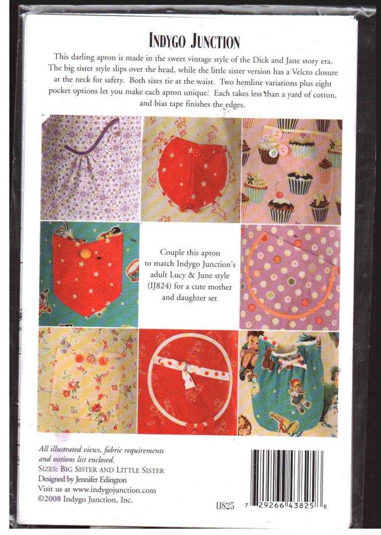 Indygo Junction IJ825 Jane & Sally Apron Size: All Uncut Sewing Pattern