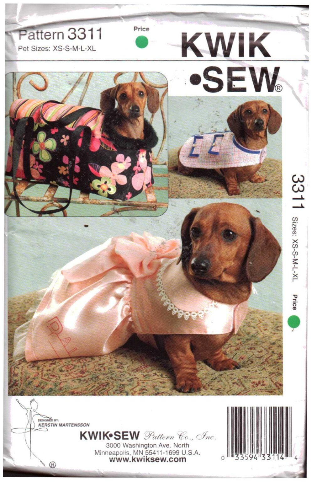 Kwik Sew 3311 Dog Jacket, Dress, Carrier Size: XS-S-M--L-XL Uncut ...