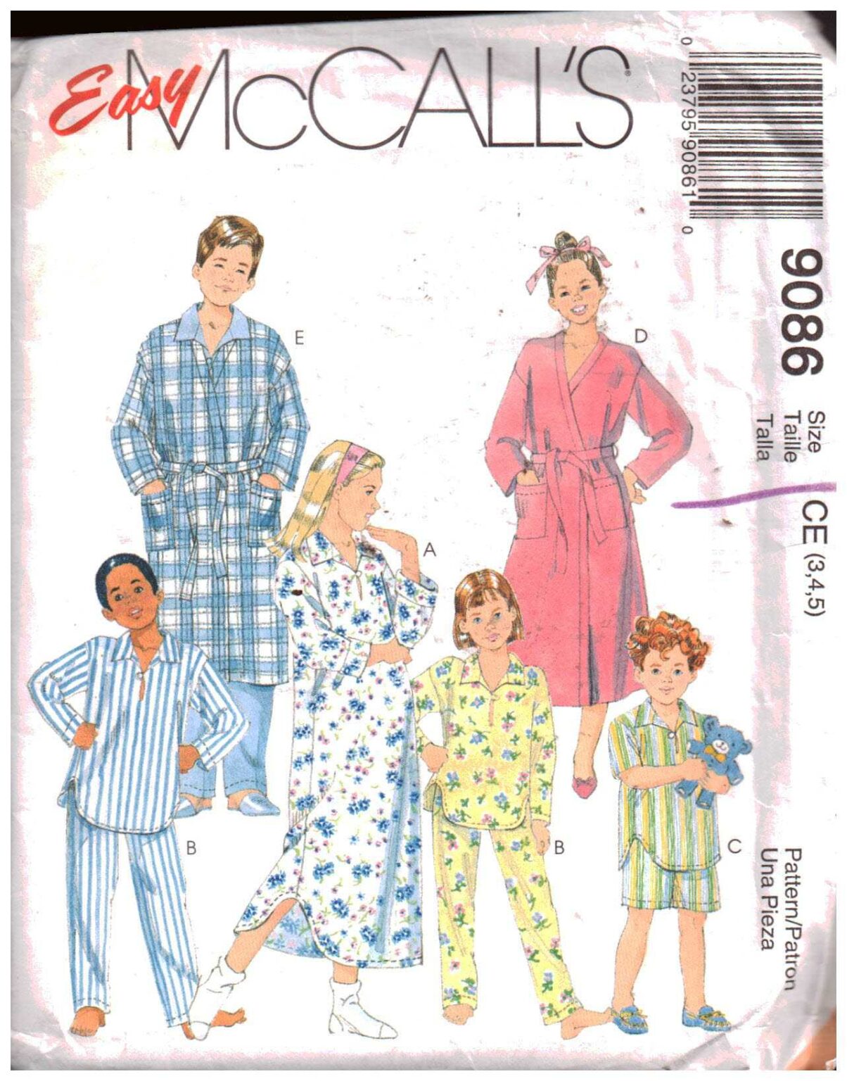 McCall's 9086 Boy's, Girls' Robe in two lengths, Nightshirt, Pajamas ...