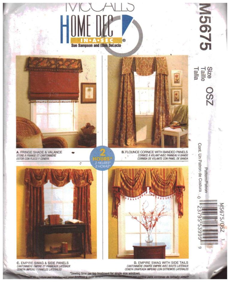 McCall's M5675 Window Treatments Size: One Uncut Sewing Pattern
