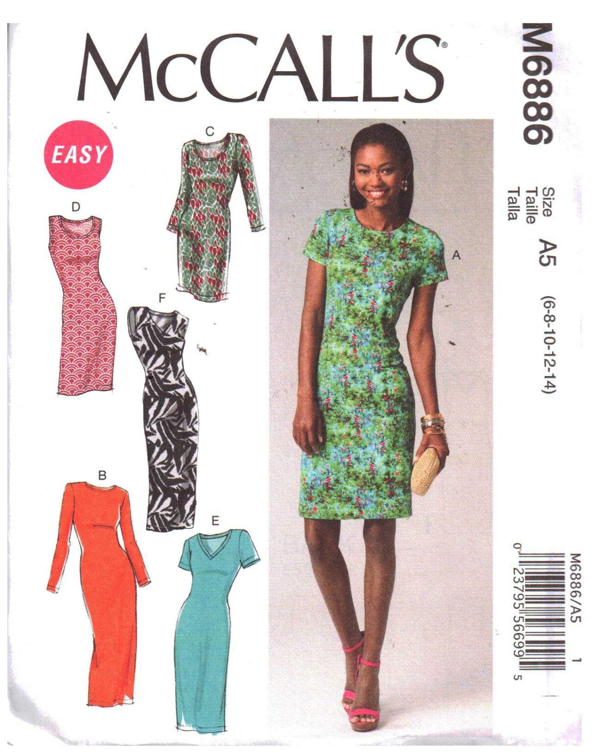 McCall's M6886 Dress Size: A5 6-8-10-12-14 Uncut Sewing Pattern