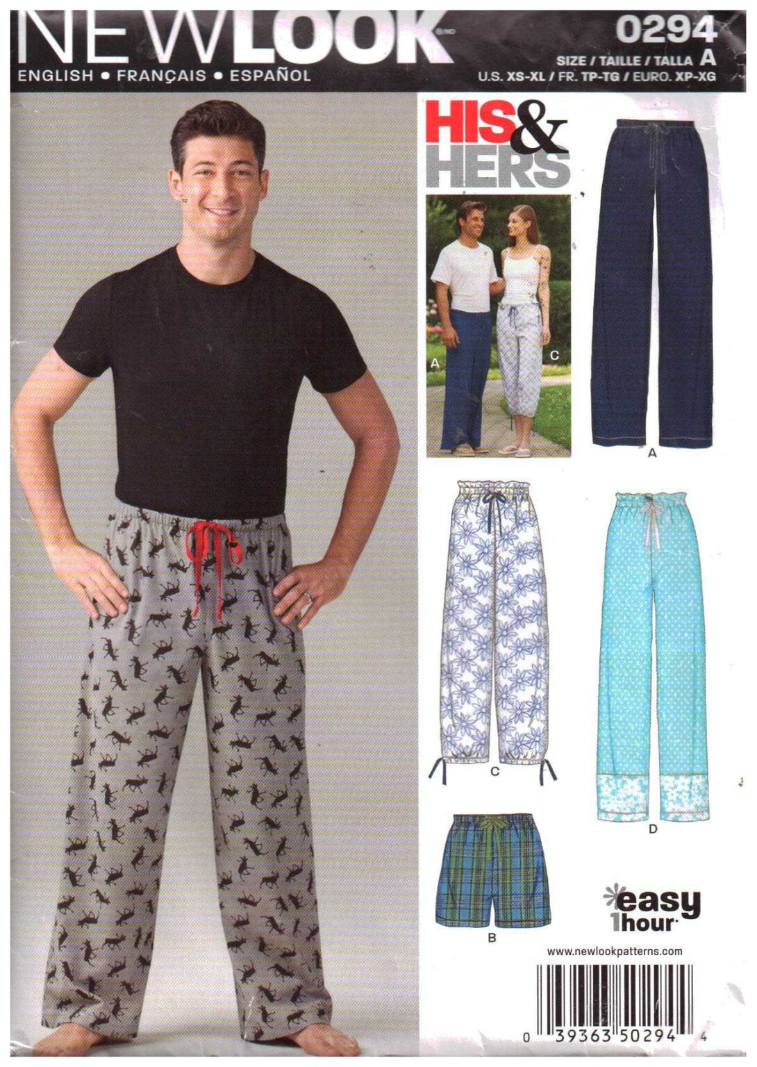 New Look 0294 Unisex Pants, Shorts Size: A XS-XL Uncut Sewing Pattern