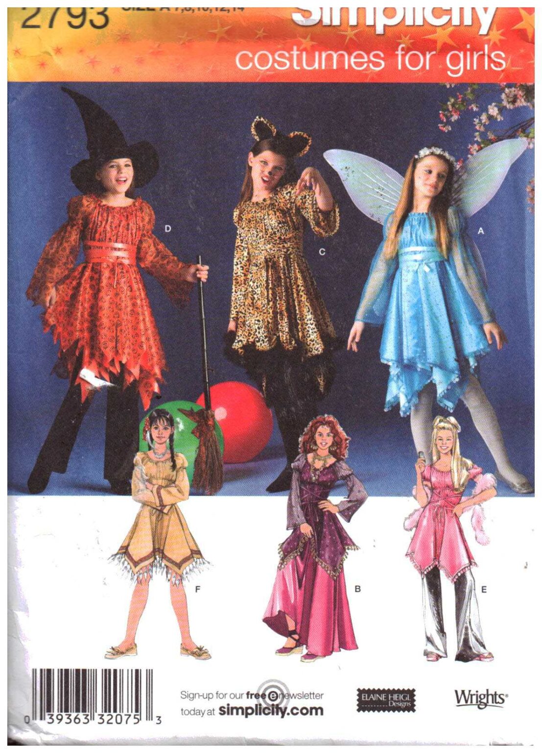 Simplicity 2793 Girls' Costumes - Witch, Cat, Fairy, Gypsy Size: A 7-8 ...