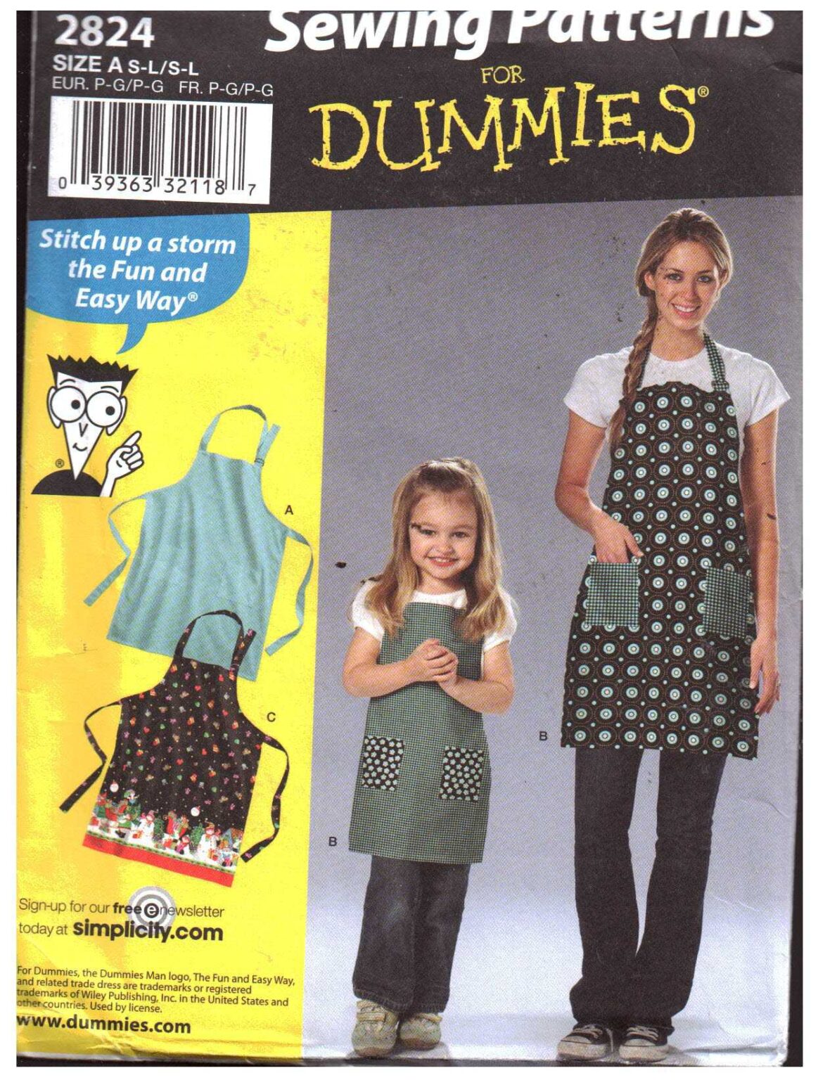 Simplicity 2824 Misses, Child's Apron Size: A S-L/S-L Uncut Sewing Pattern