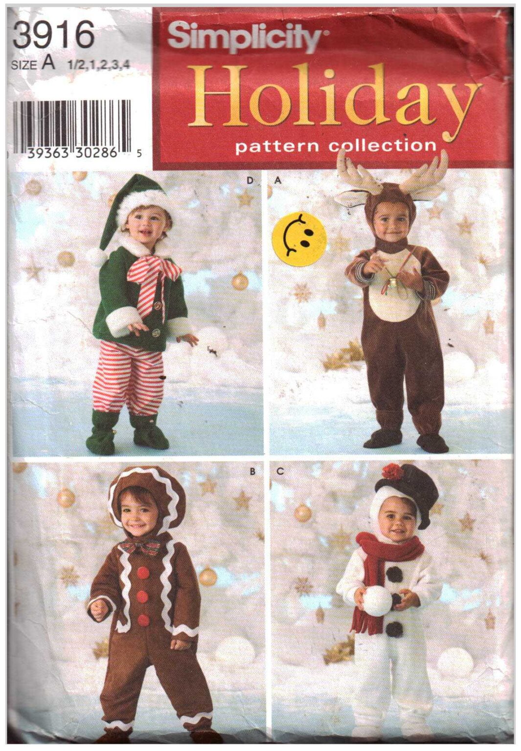 Simplicity 3916 Toddler's Holiday Costumes Size: A 0.5-1-2-3-4 Uncut ...
