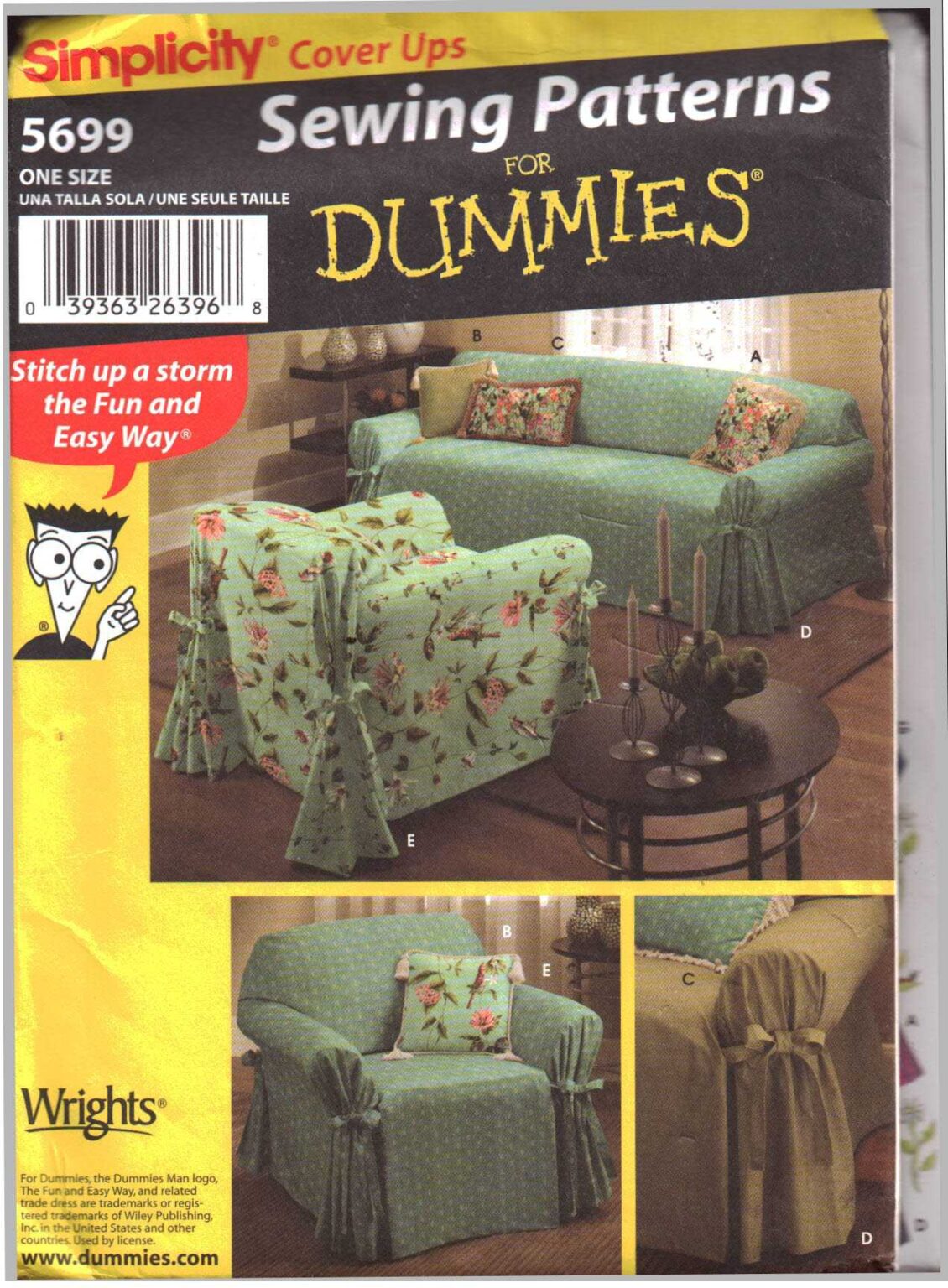 Simplicity 5699 Chair Covers Size: One Uncut Sewing Pattern