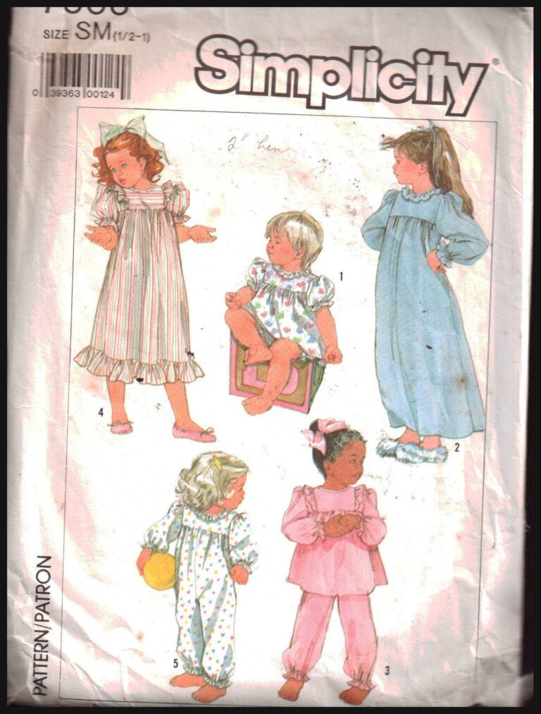 Simplicity 7838 Toddlers' Nightgown, Pajamas Size: SM 0.5-1 Used Sewing ...