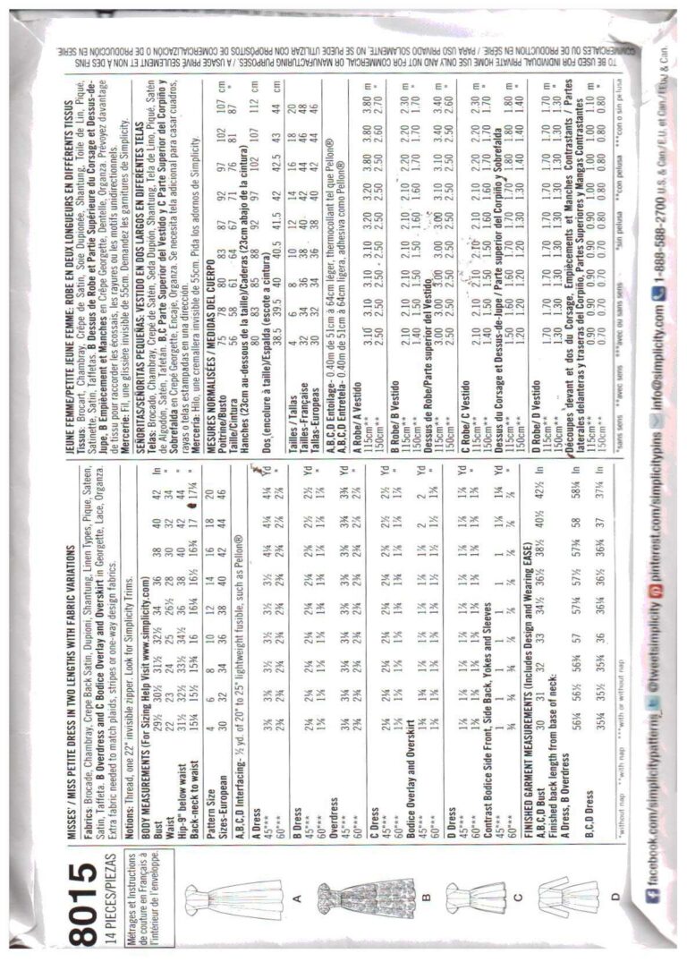 Simplicity 8015 Dress in two lengths Size: D5 4-12 Uncut Sewing Pattern