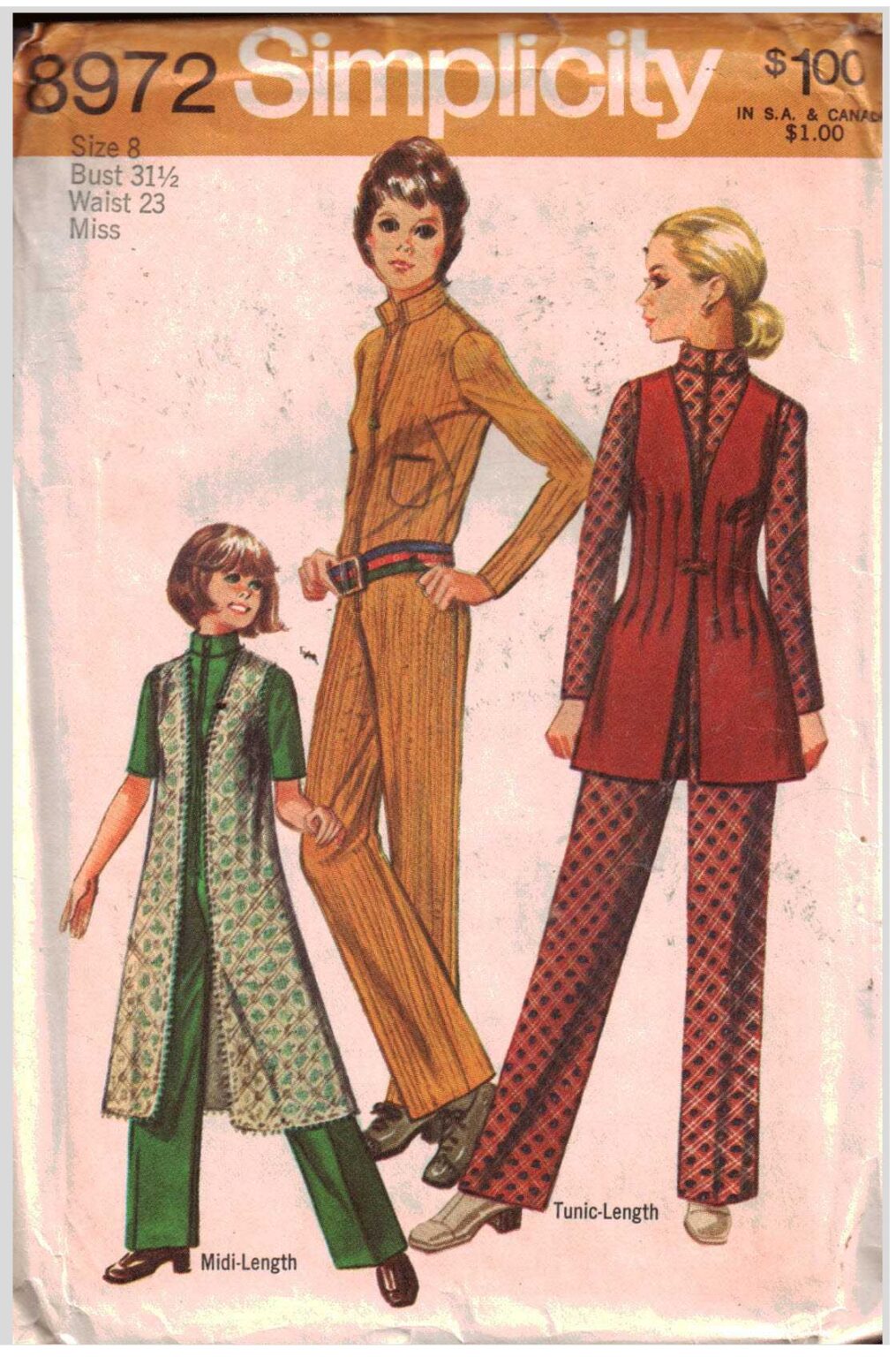 Simplicity 8972 Jumpsuit, Vest Size: 8 Bust 31.5 Used Sewing Pattern