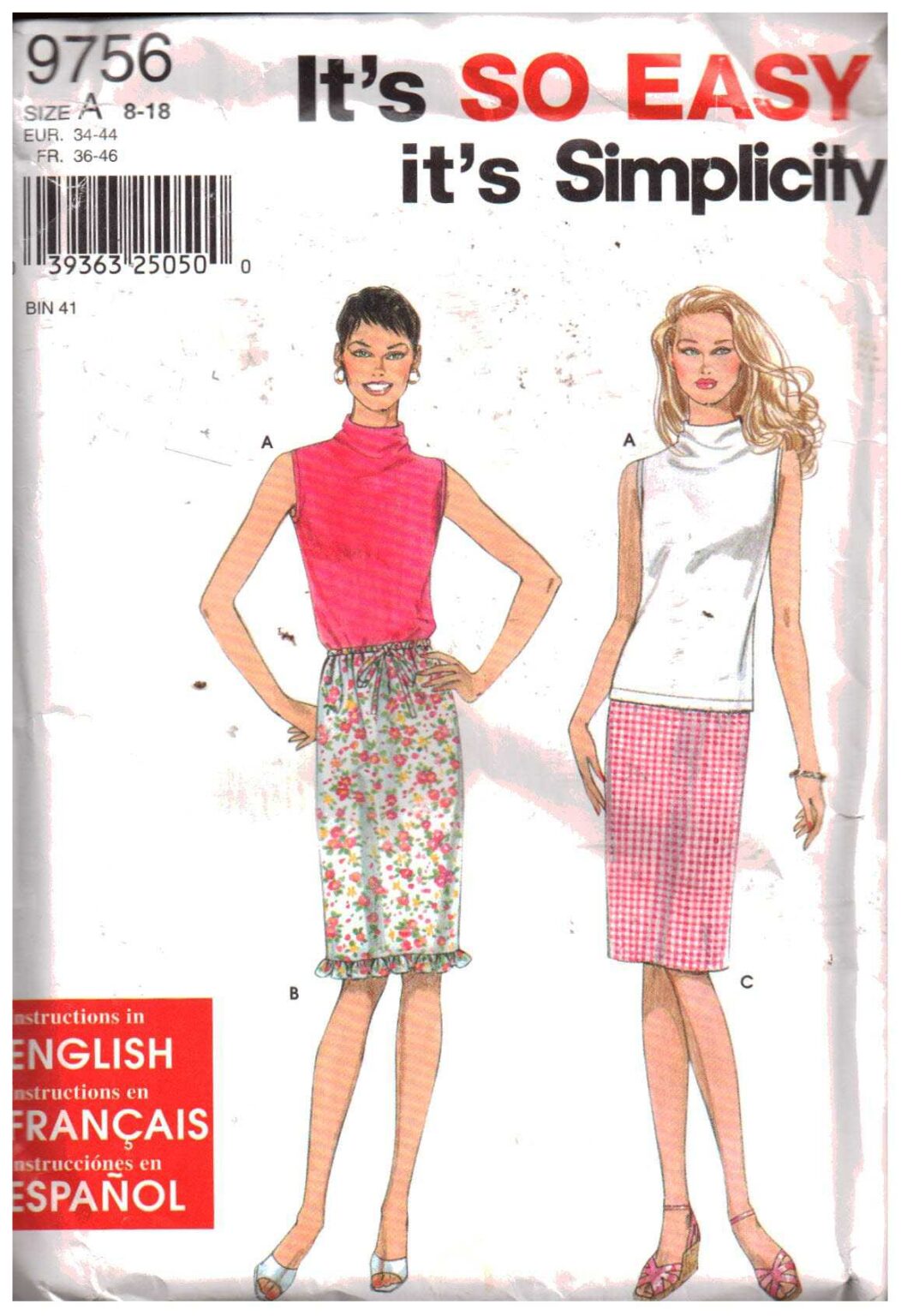 Simplicity 9756 Skirts, Top Size: A 8-18 Uncut Sewing Pattern