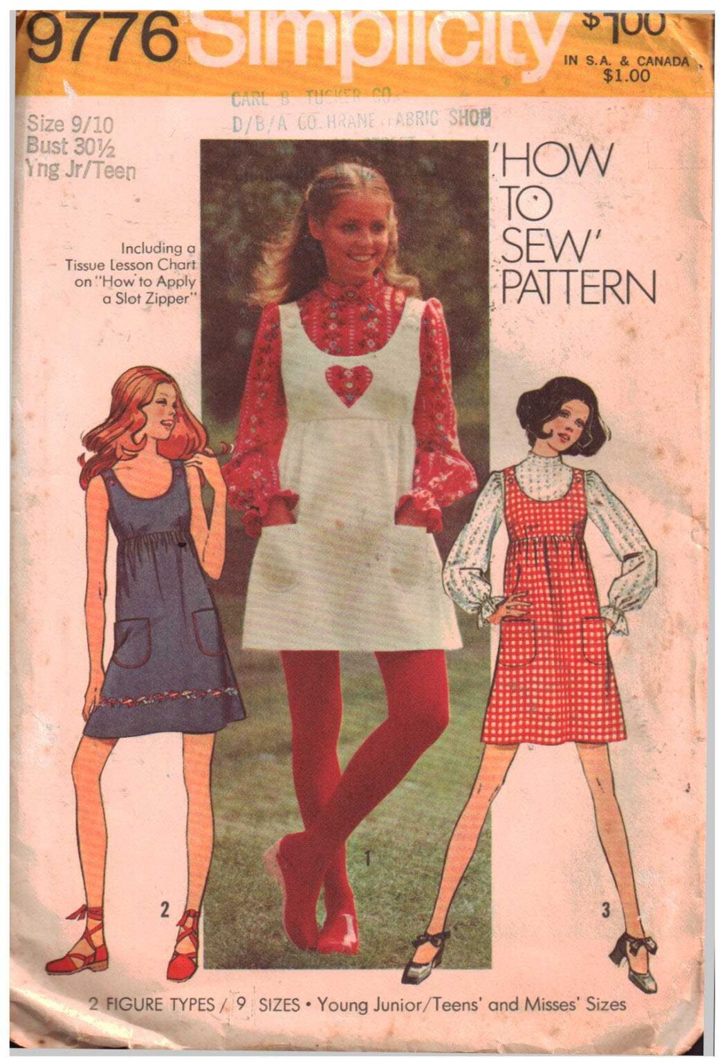 Simplicity 9776 Girls' Jumper, Dress, Blouse Size: 9/10 Bust 30.5 Uncut ...