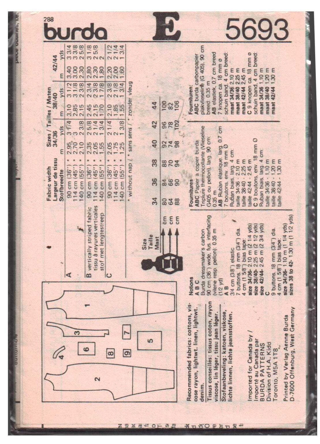 Burda 5693 Jumpsuit Size: 8-18 Uncut Sewing Pattern