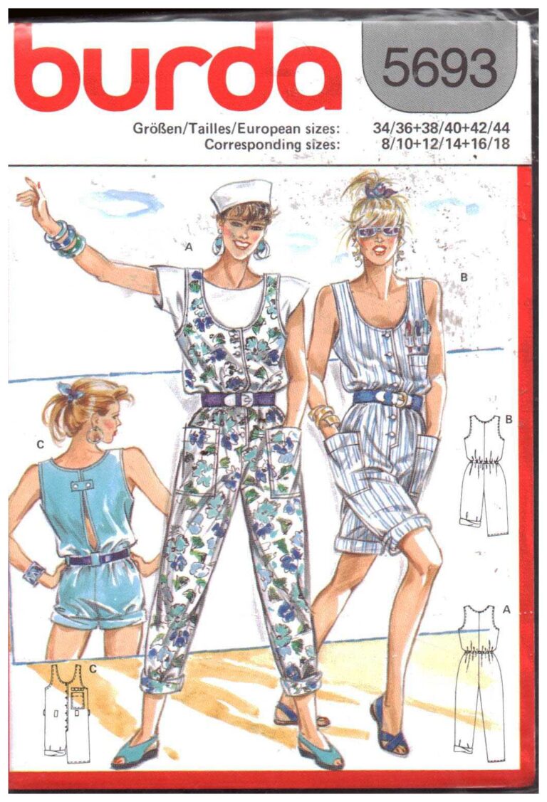 Burda 5693 Jumpsuit Size: 8-18 Uncut Sewing Pattern
