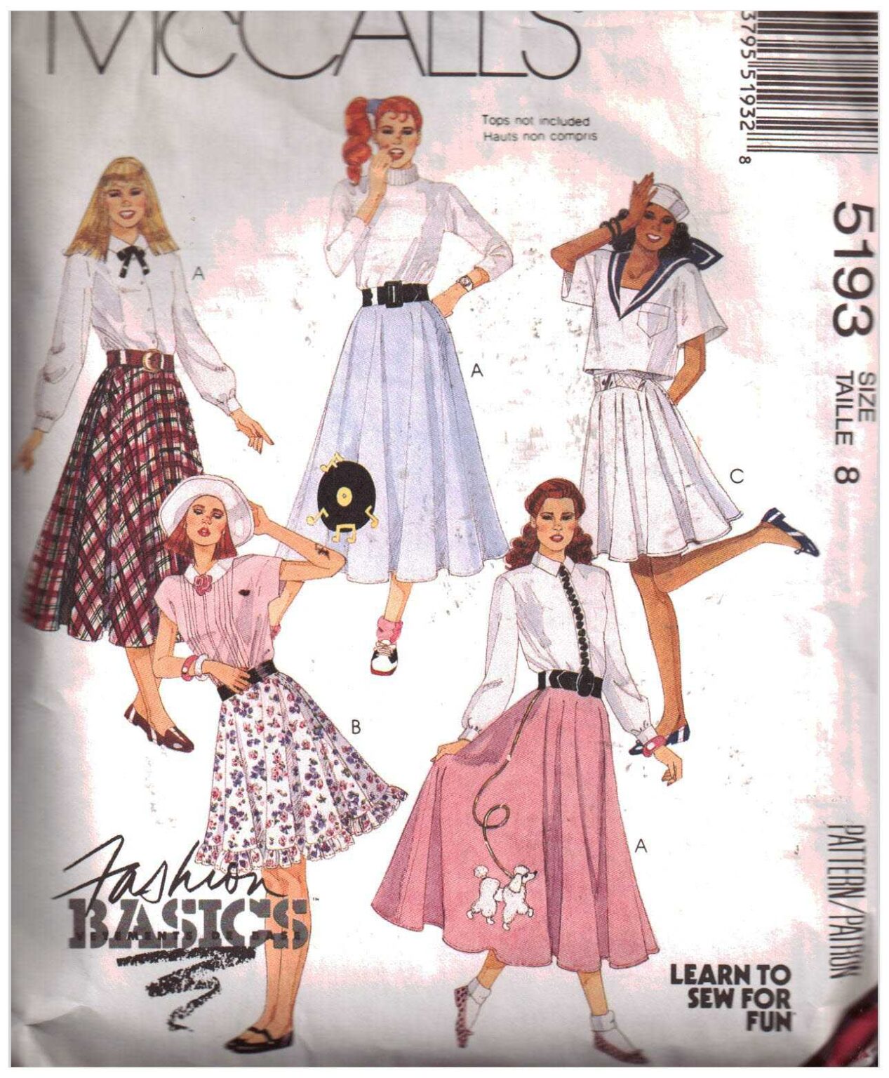 McCall's 5193 Circular Skirt Size: 8 Used Sewing Pattern