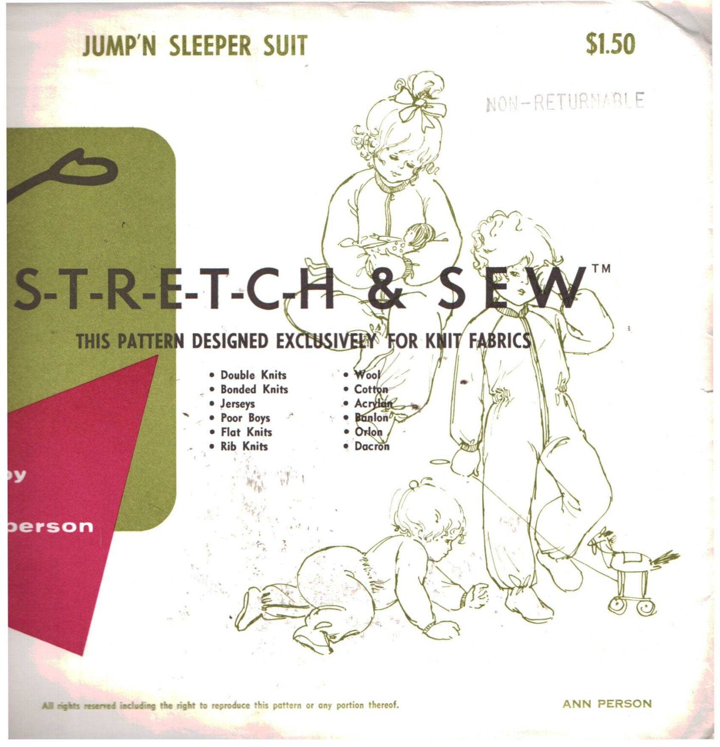 Stretch & Sew 825 Infant’s Jump’n Sleep Suit Size: 0.5-27MO Uncut ...