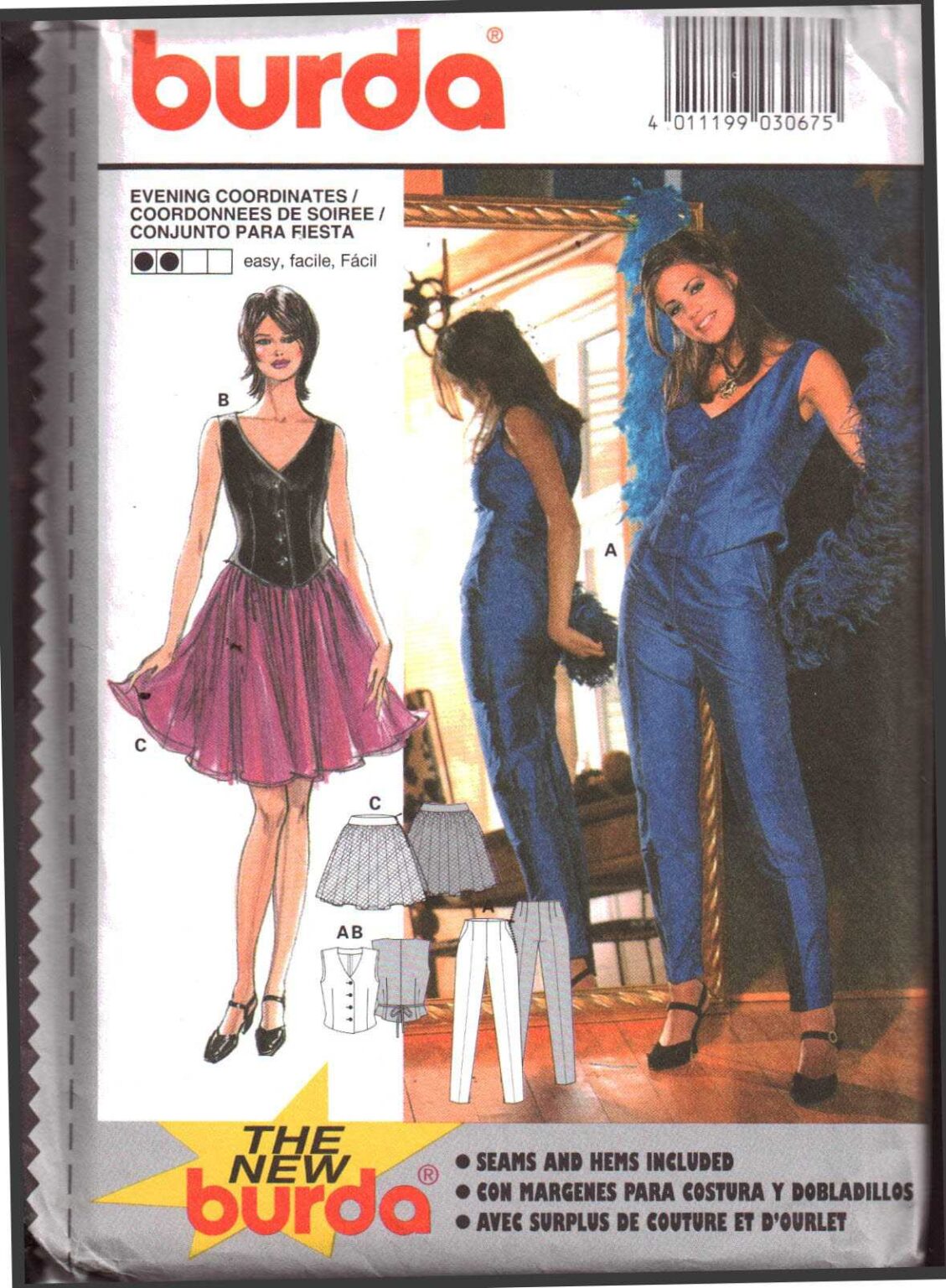 Burda 3067 Vest, Skirt, Pants Size: 6-16 Uncut Sewing Pattern