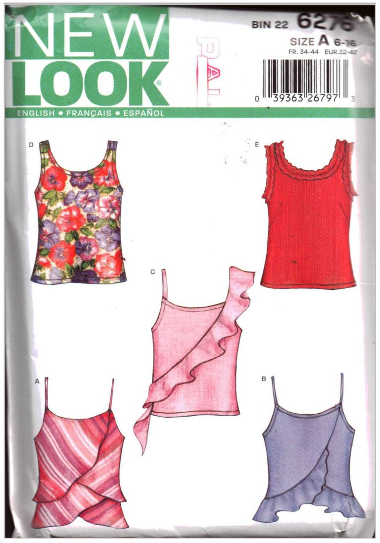 New Look 6276 Tops Size: A 6-16 Uncut Sewing Pattern